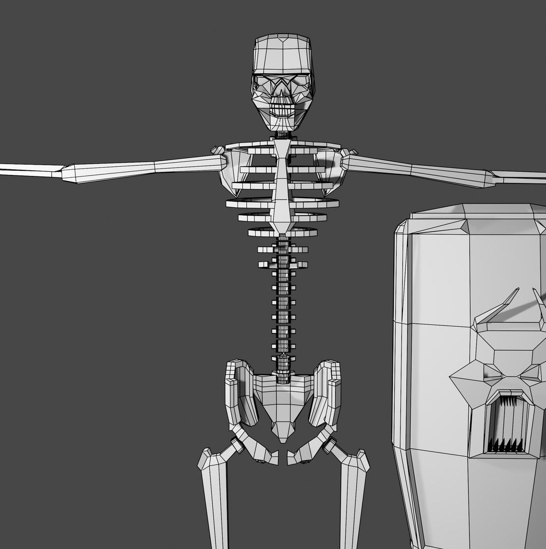 3D Skeleton And Shield With Sword Model - TurboSquid 1829929