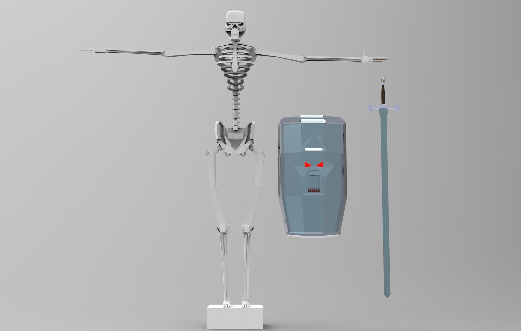 3D Skeleton And Shield With Sword Model - TurboSquid 1829929