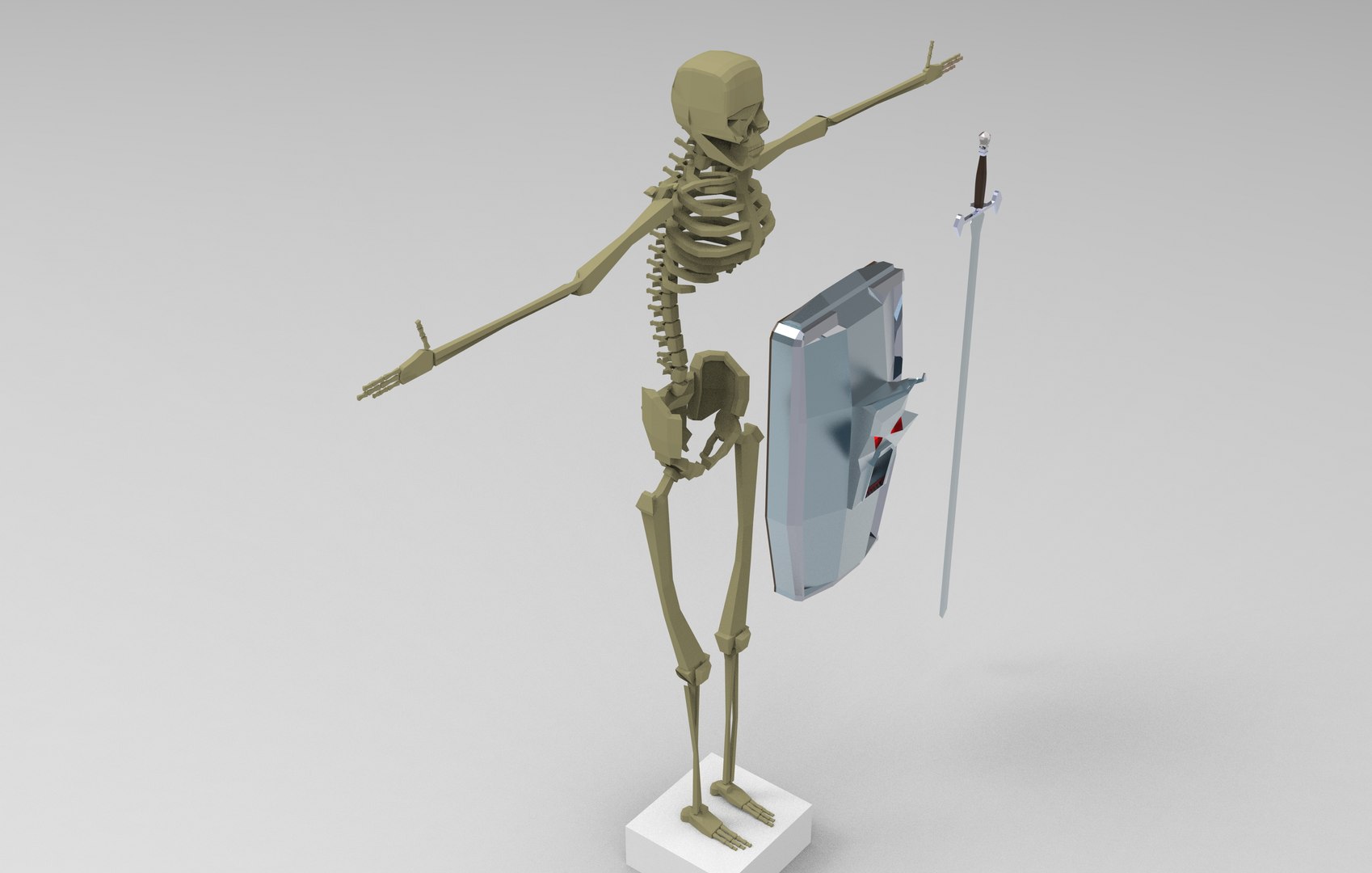 3D Skeleton And Shield With Sword Model - TurboSquid 1829929