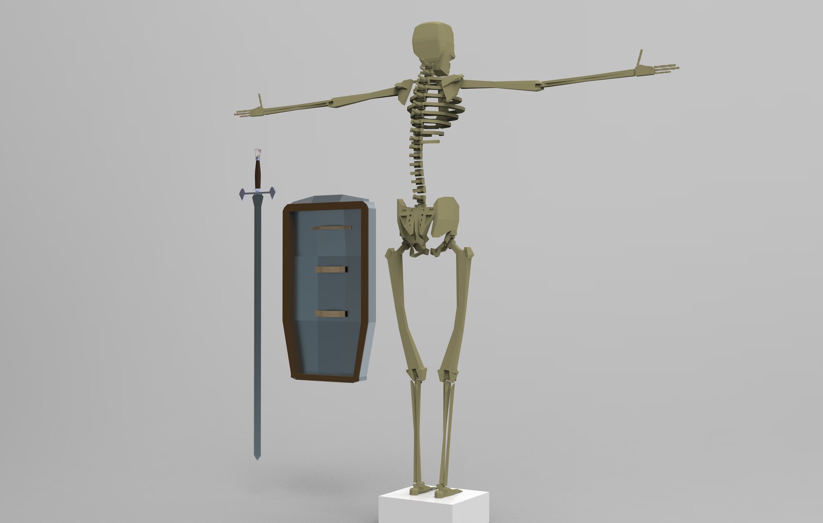 3D Skeleton And Shield With Sword Model - TurboSquid 1829929