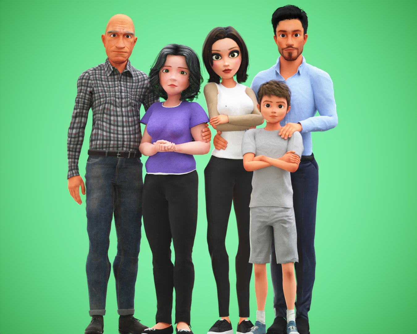 3D Cartoon Family Pack Rigged Model - TurboSquid 2191048