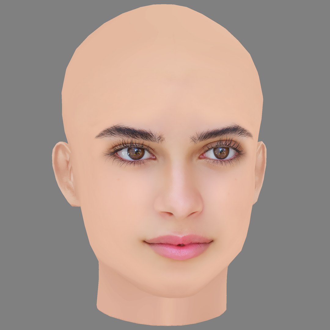 3D Allegra Teo Head - No Hair - Low Poly Head For Game - TurboSquid 2384225