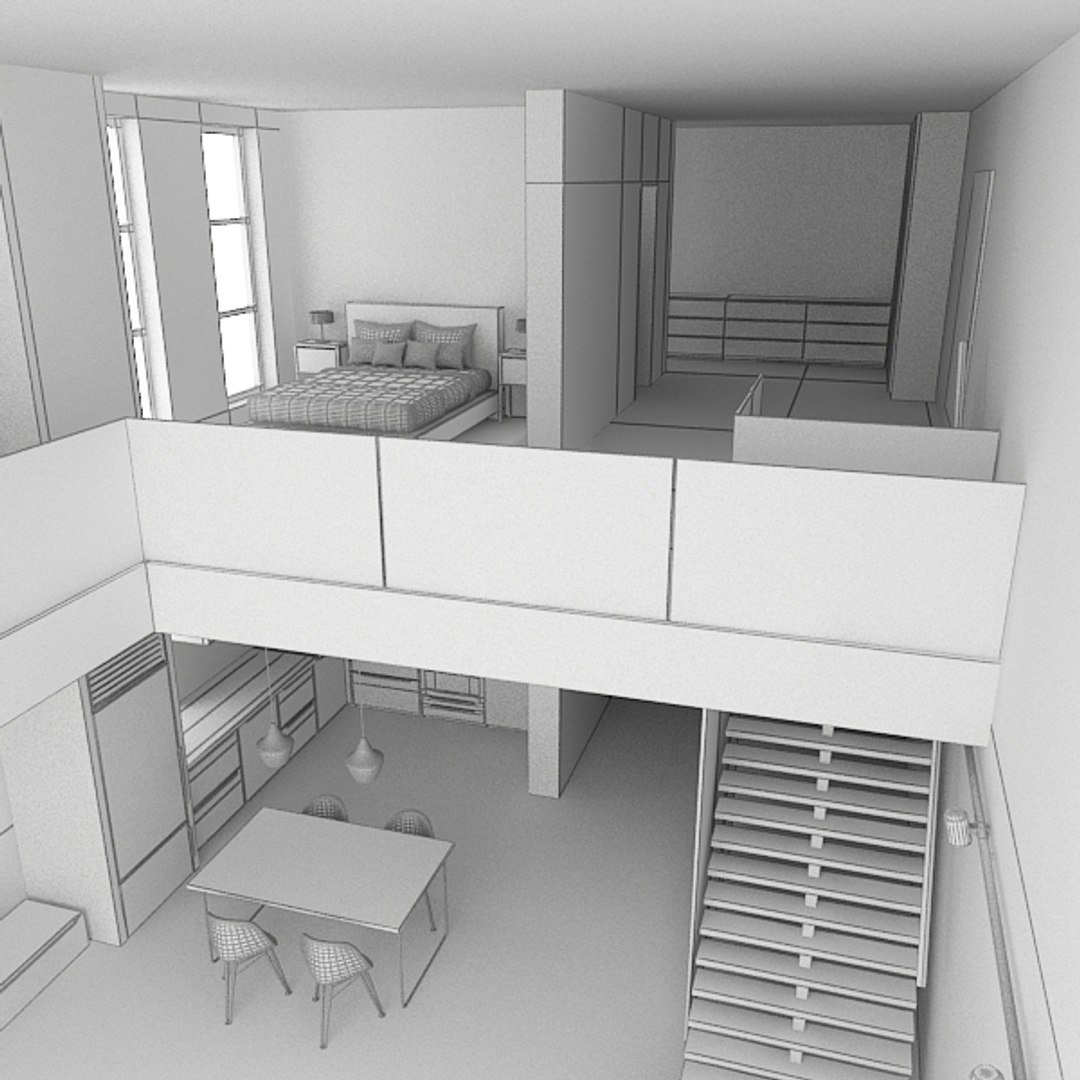 3d model loft scene