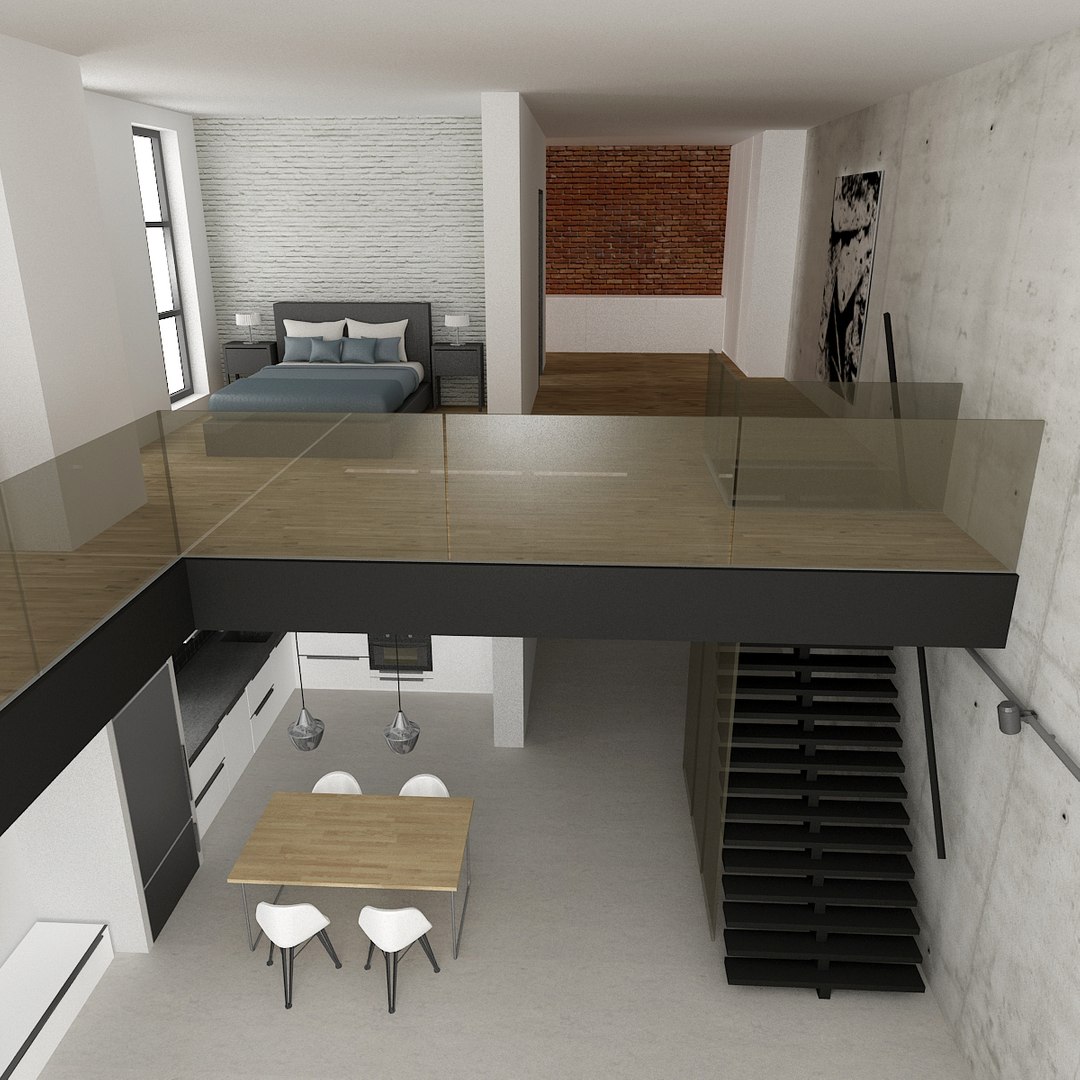 3d Model Loft Scene