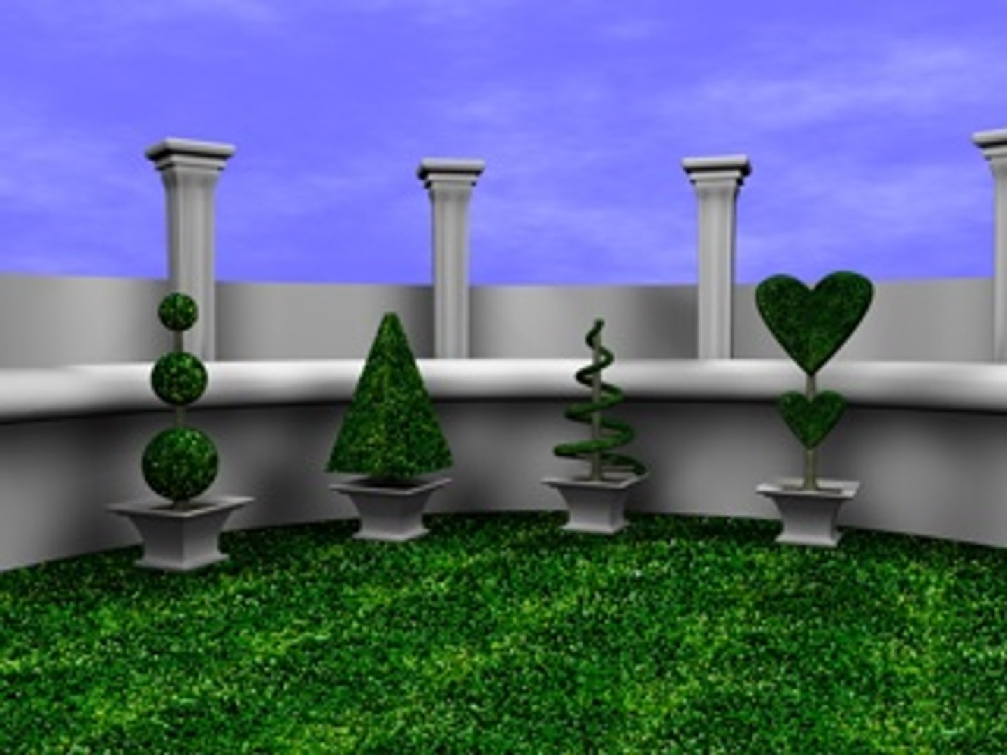 3d Topiary Columns Model