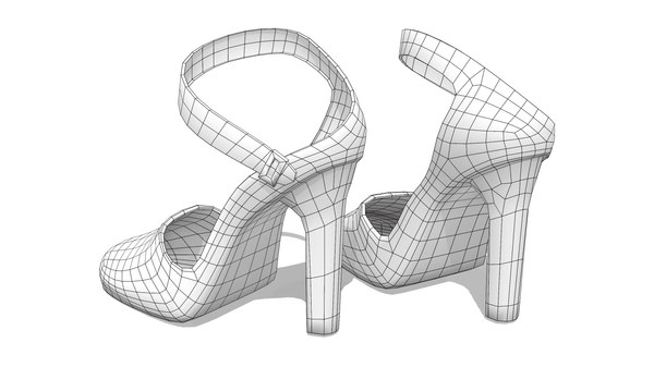 3D Diagonal Ankle Straps Black High Heel Shoes - TurboSquid 1970073