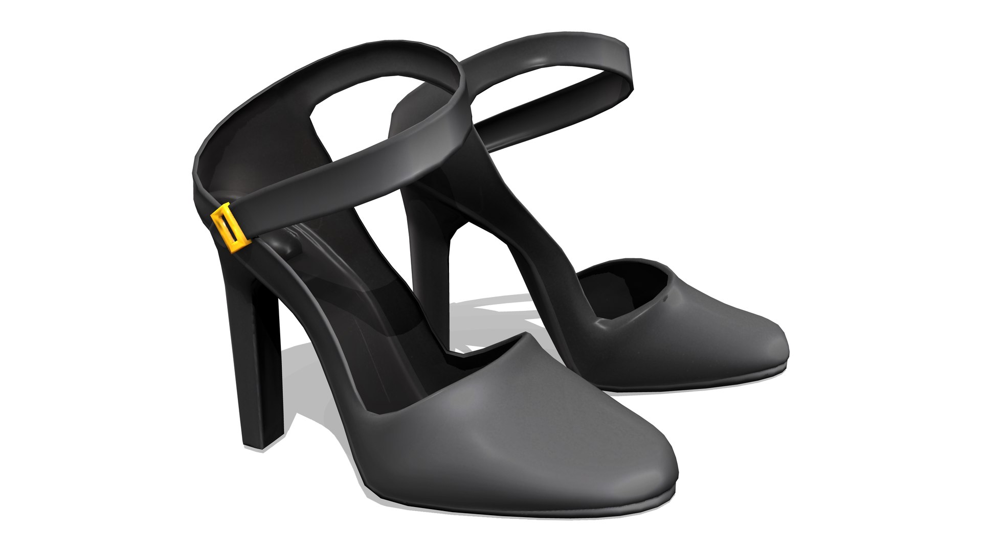 3D Diagonal Ankle Straps Black High Heel Shoes - TurboSquid 1970073