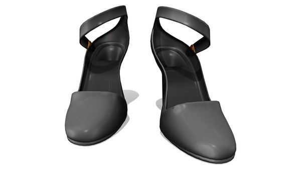 3D Diagonal Ankle Straps Black High Heel Shoes - TurboSquid 1970073