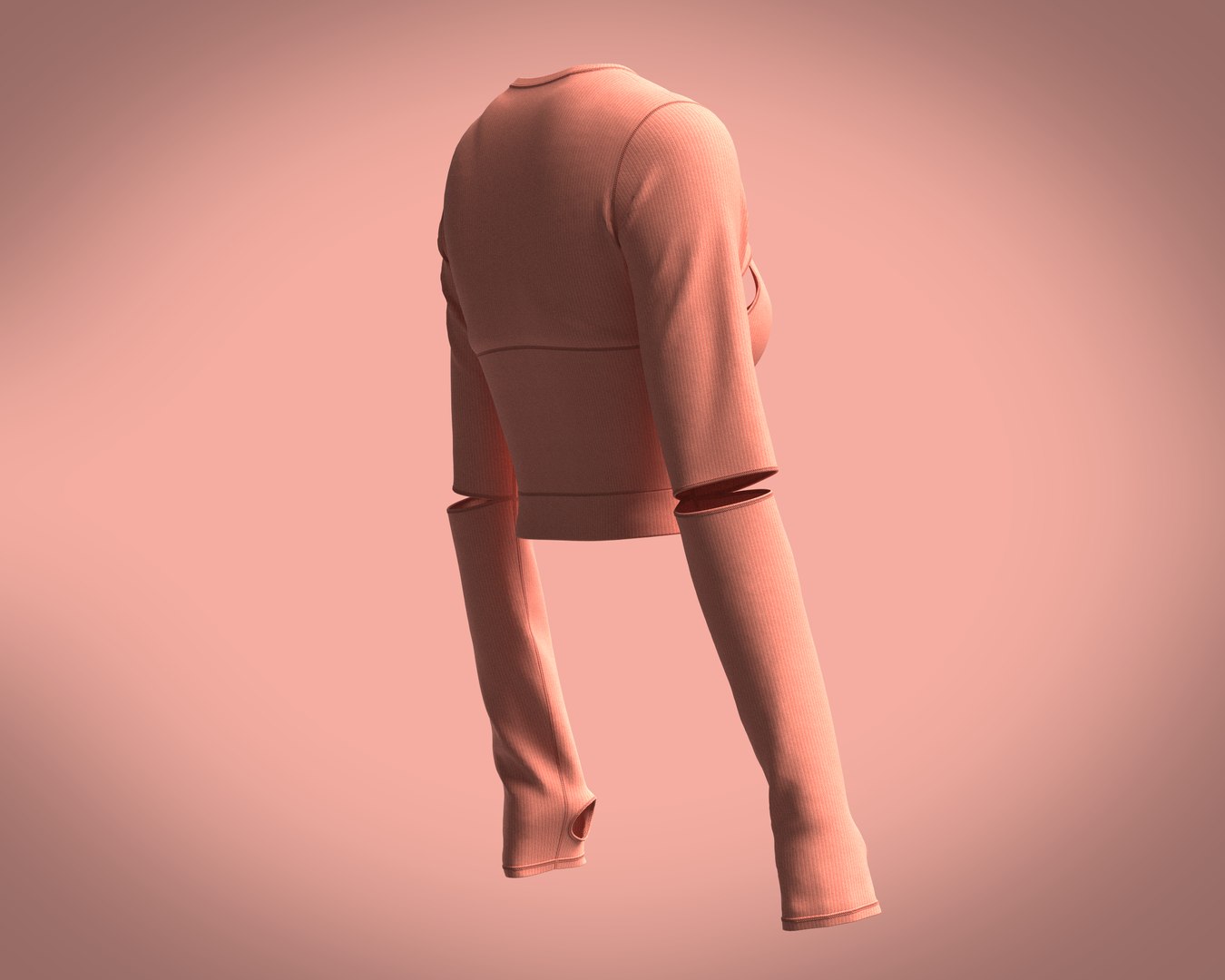 Girls Long Sleeve Rib Top With Ribbed Bra-Crown Neck Model - TurboSquid ...