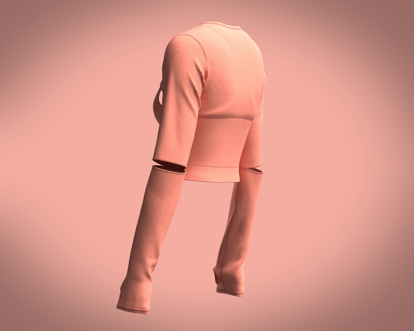 Girls Long Sleeve Rib Top With Ribbed Bra-Crown Neck Model - TurboSquid ...