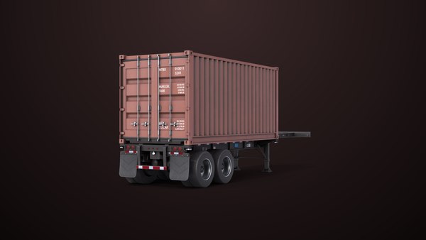 modelo 3d Remolque portacontenedores 03 para camiones pesados Todo PBR ...
