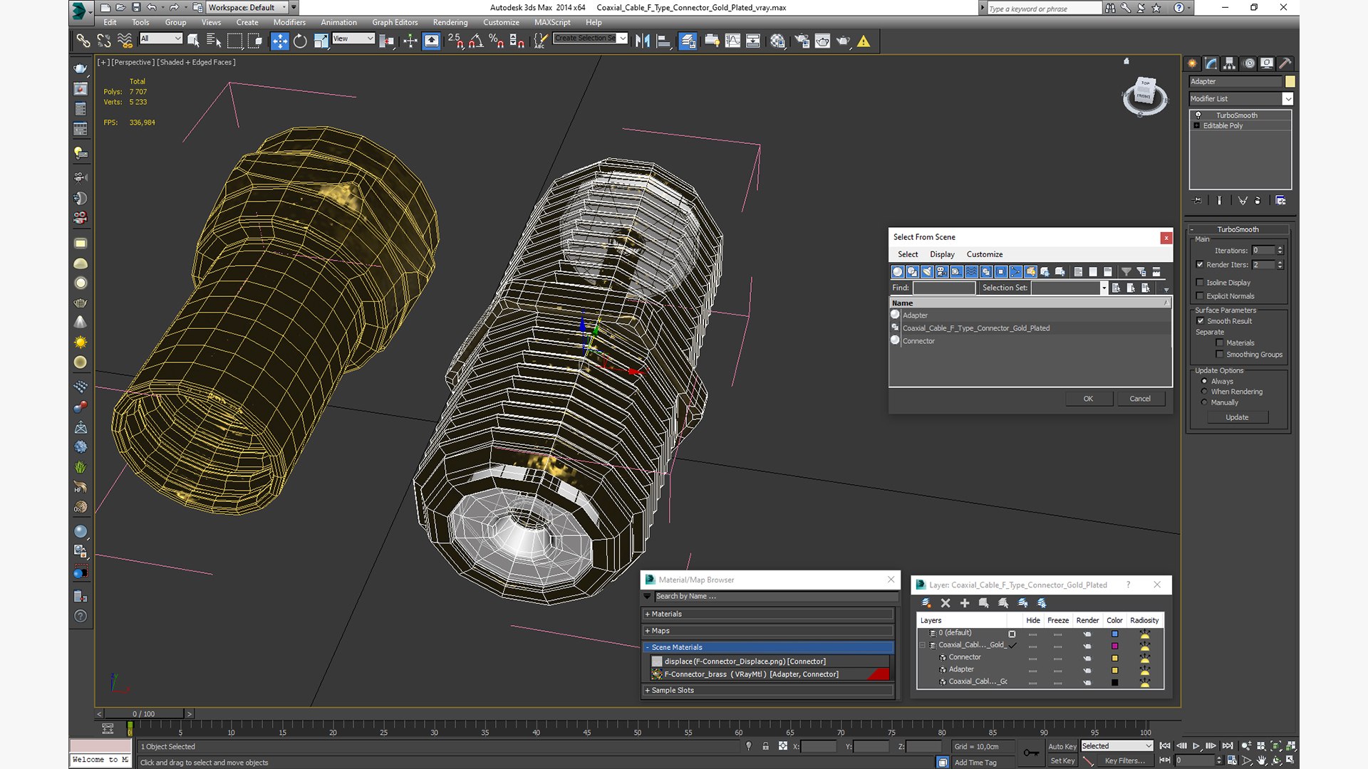 Coaxial Cable Connector And Extender Set Gold Plated 3D Model ...