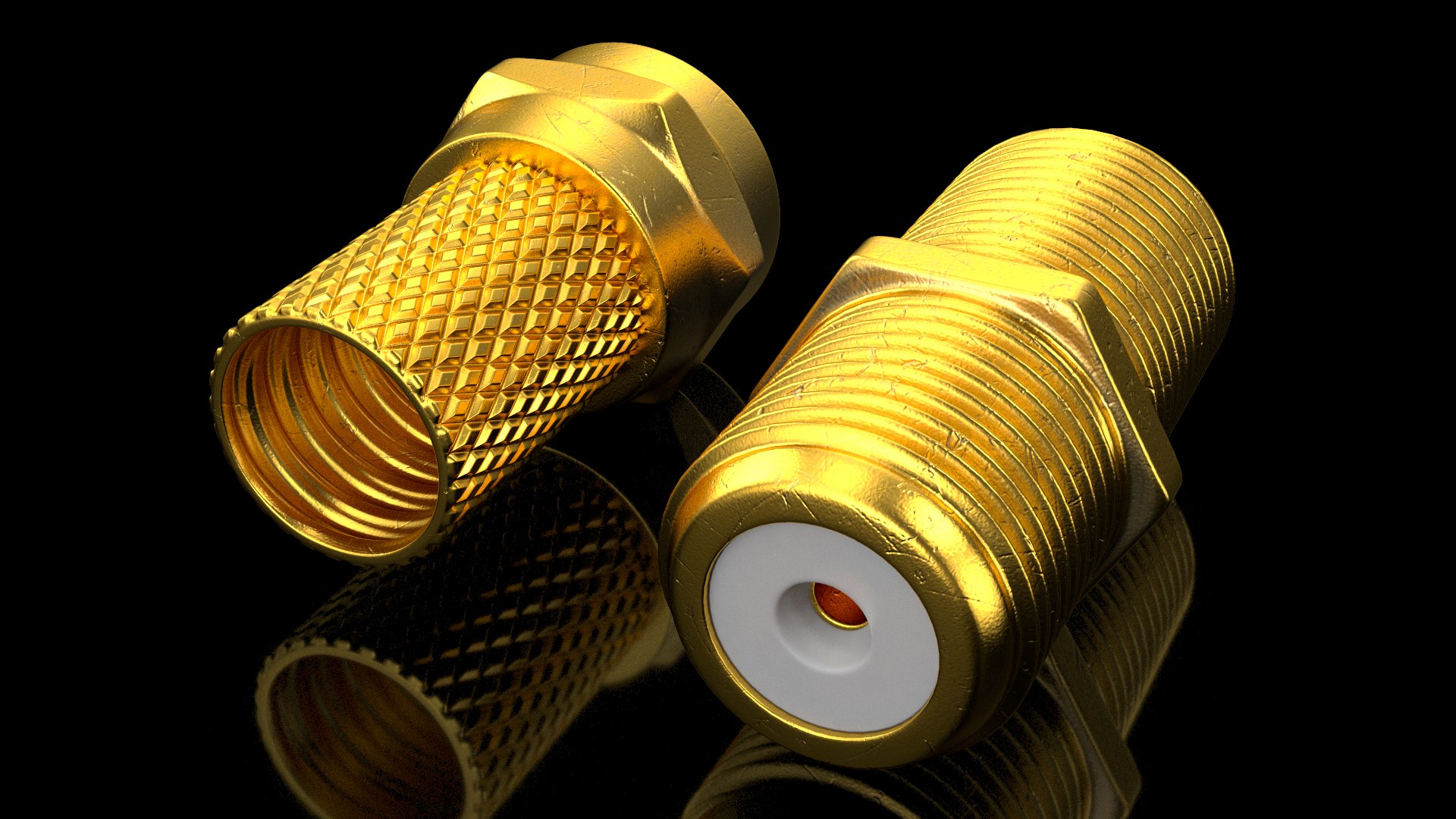 Coaxial Cable Connector And Extender Set Gold Plated 3D Model ...