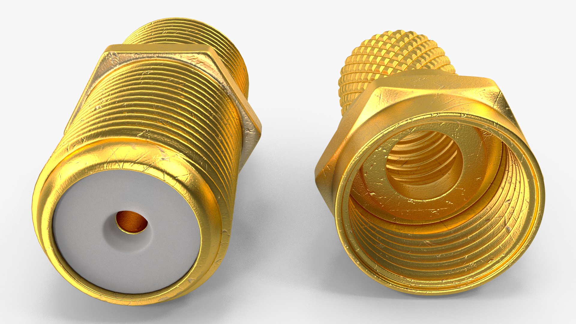 Coaxial Cable Connector And Extender Set Gold Plated 3D Model ...