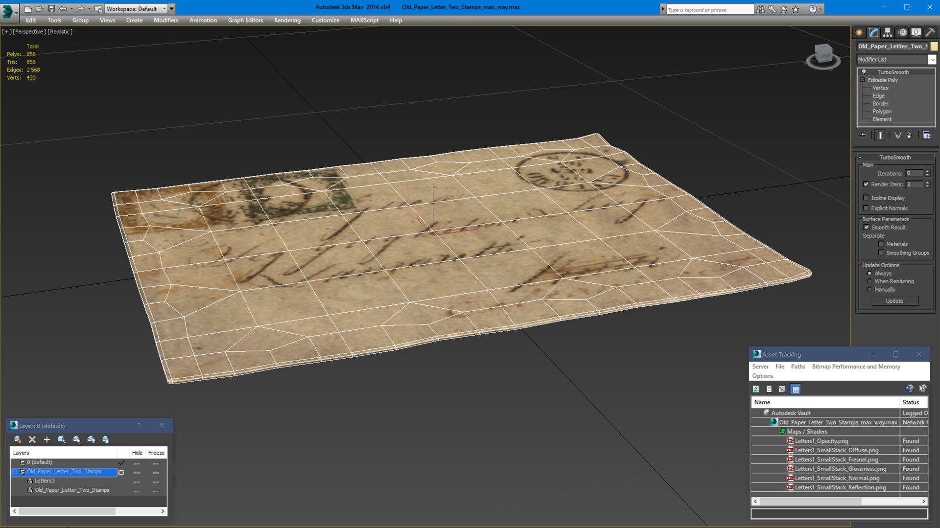 Old Paper Letter Two Stamps 3D Model - TurboSquid 1943720