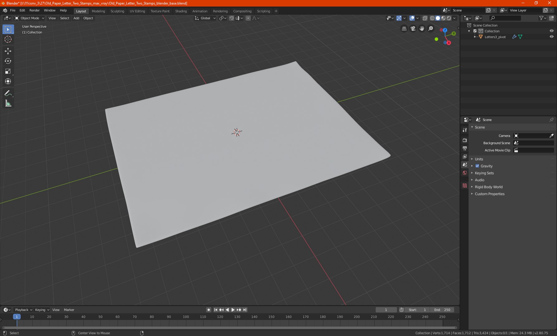 Old Paper Letter Two Stamps 3D Model - TurboSquid 1943720