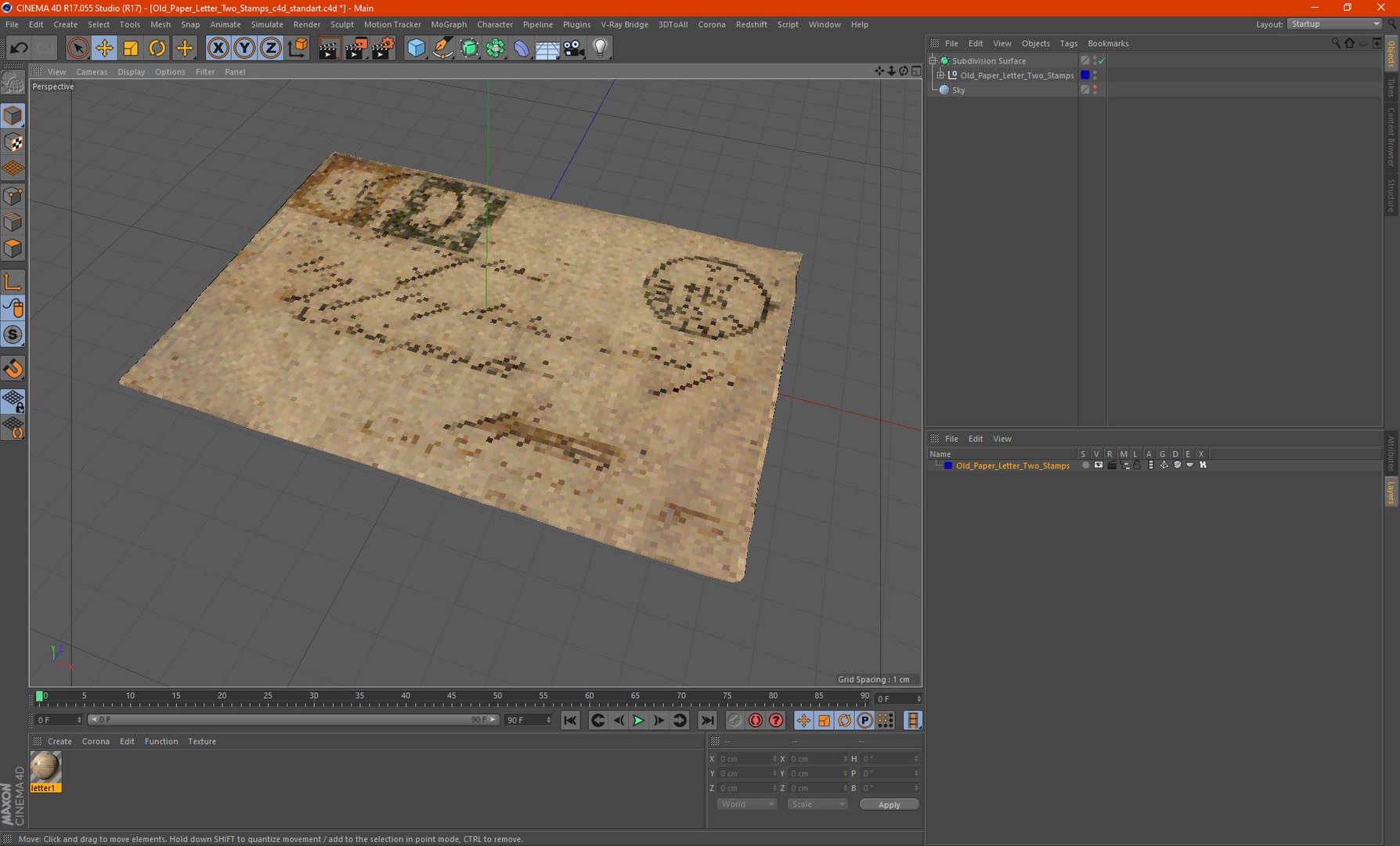Old Paper Letter Two Stamps 3D Model - TurboSquid 1943720