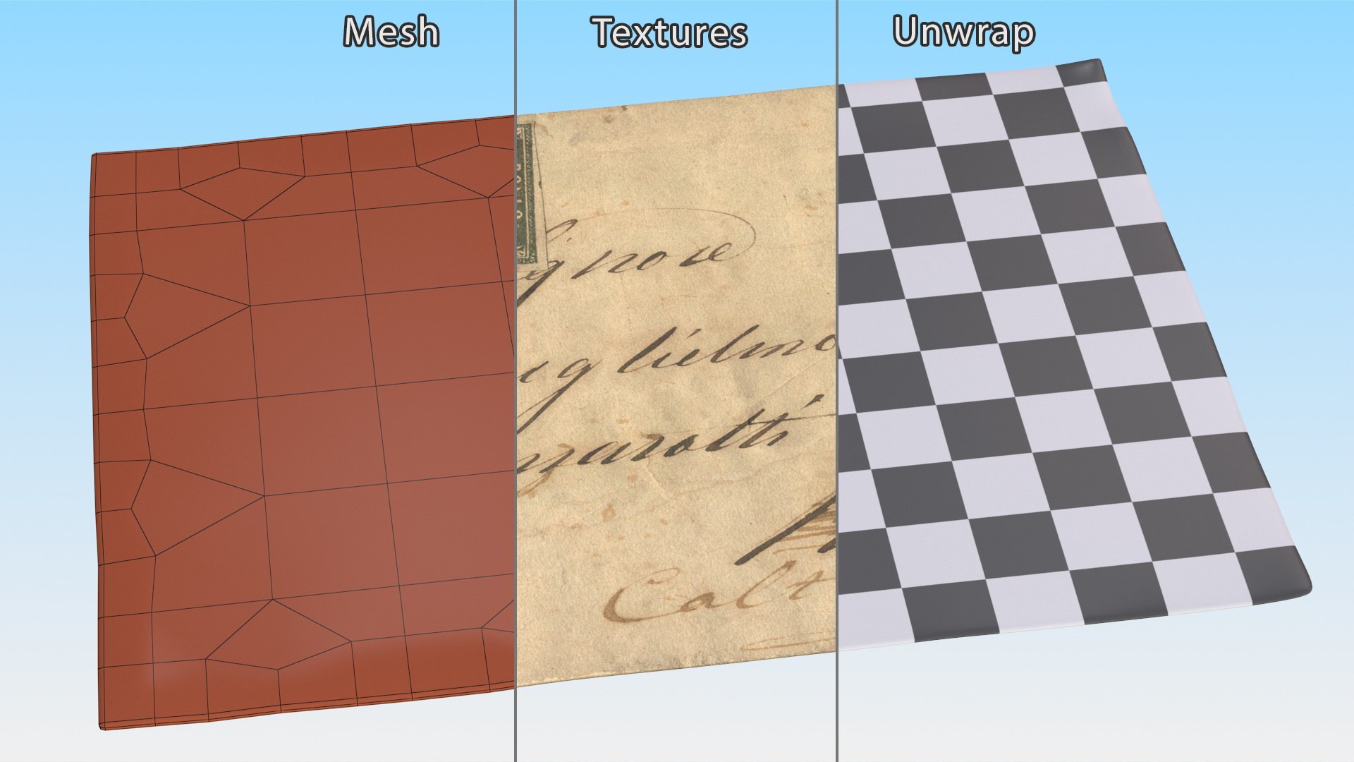 Old Paper Letter Two Stamps 3D Model - TurboSquid 1943720