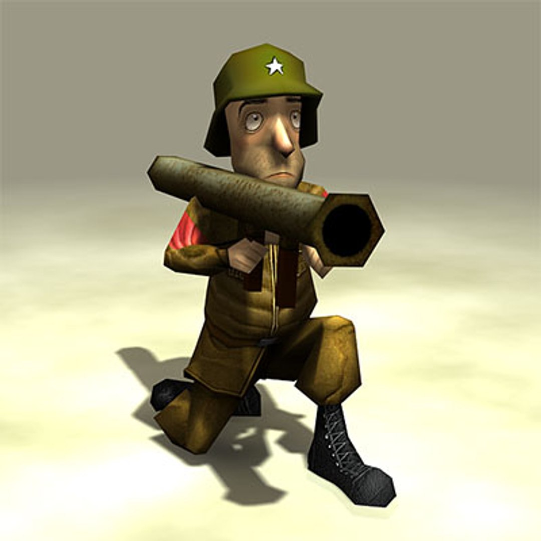 bazooka cartoon soldier 3d model