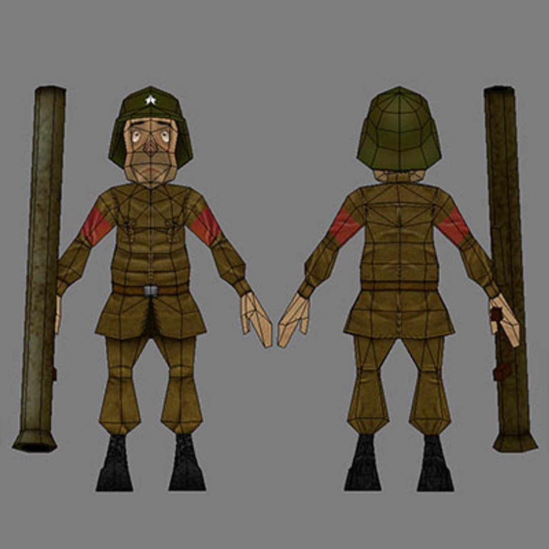 bazooka cartoon soldier 3d model