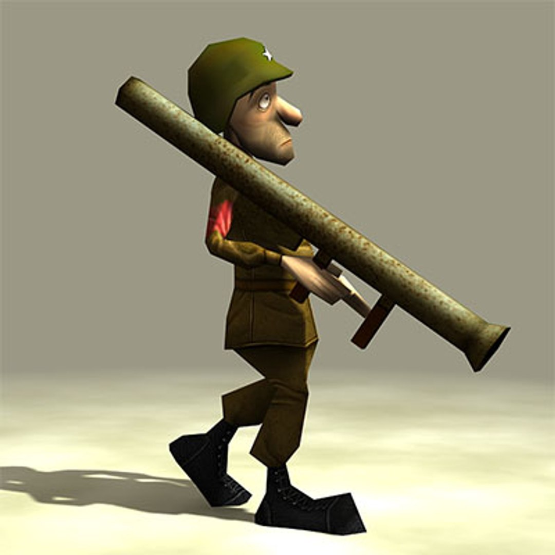 bazooka cartoon soldier 3d model