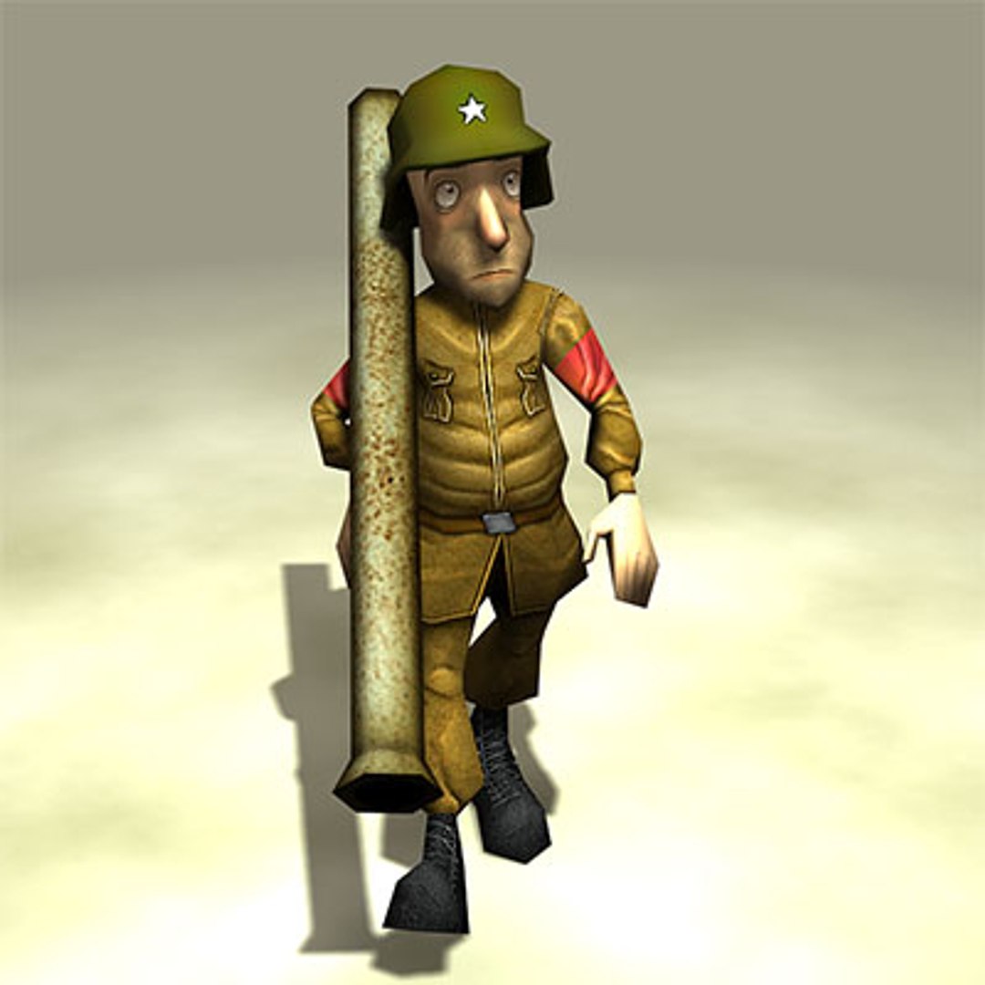 bazooka cartoon soldier 3d model