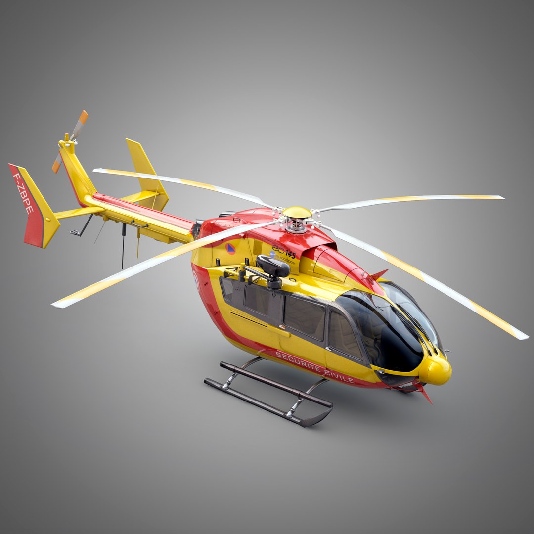 3d model of ec 145 rescue helicopter