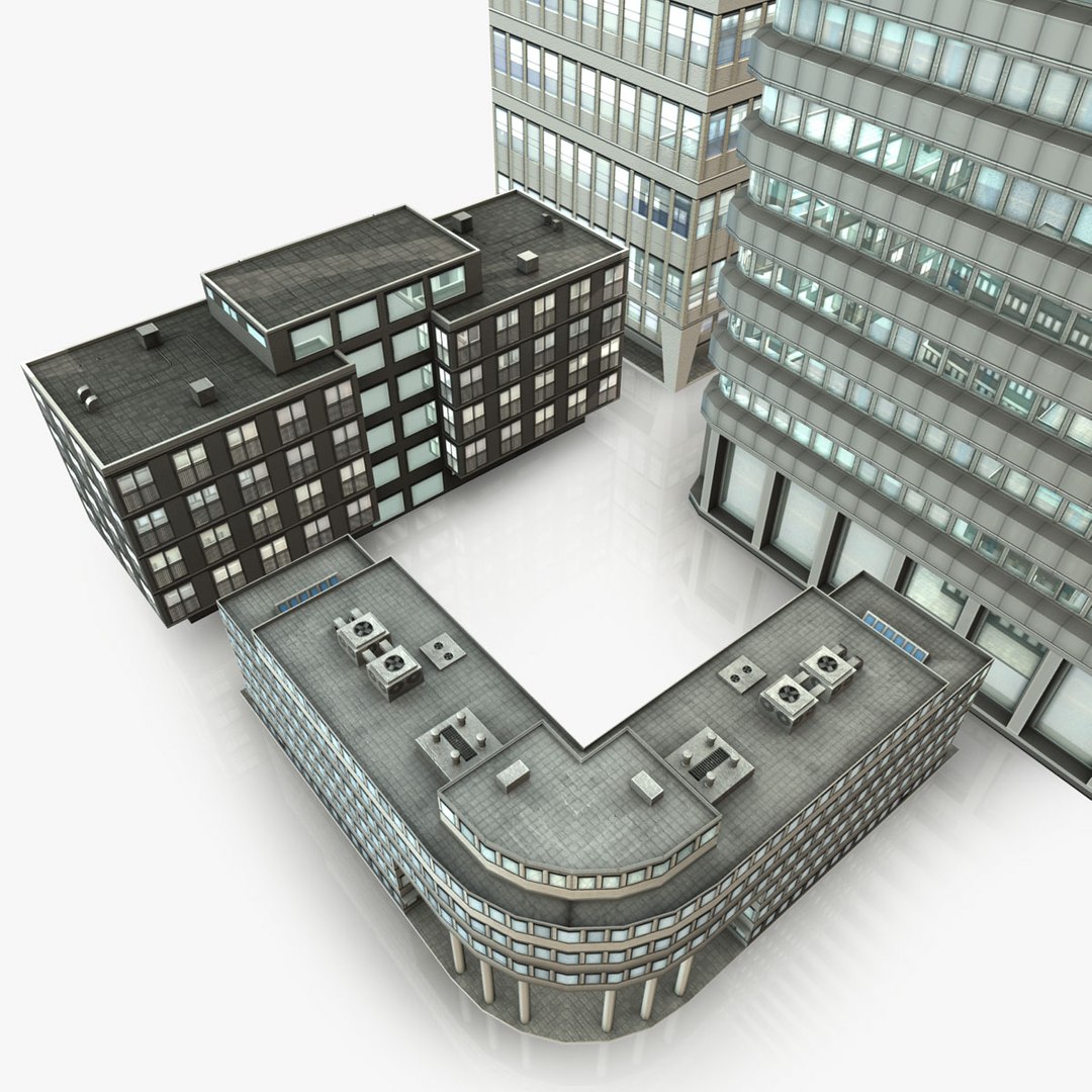 3ds max modern office buildings