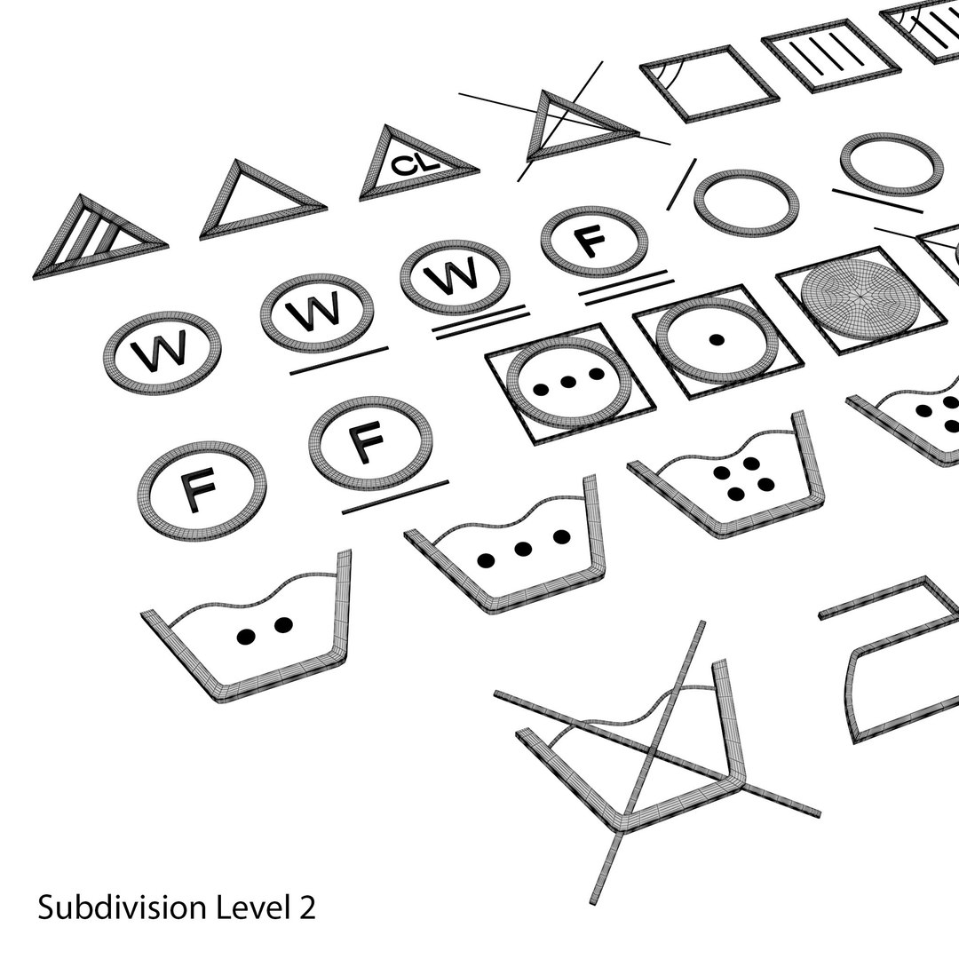 Washing Symbols Porcelain 3D Model - TurboSquid 2143439