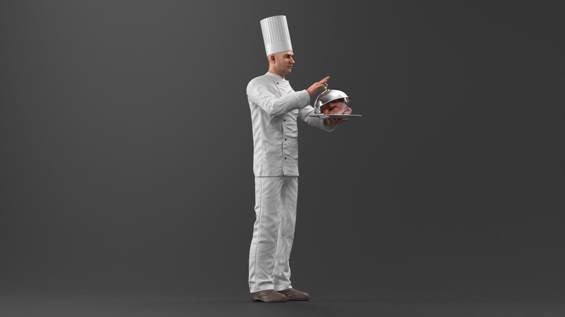 3D Model Professional Chef With Roasted Turkey - TurboSquid 2328262