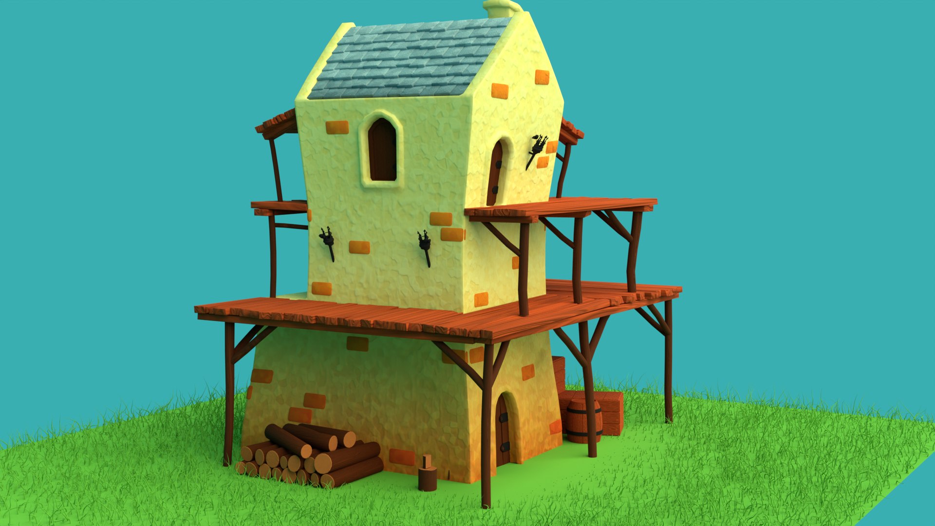 Toonish Medivial Watch Tower 3D Model - TurboSquid 1980251