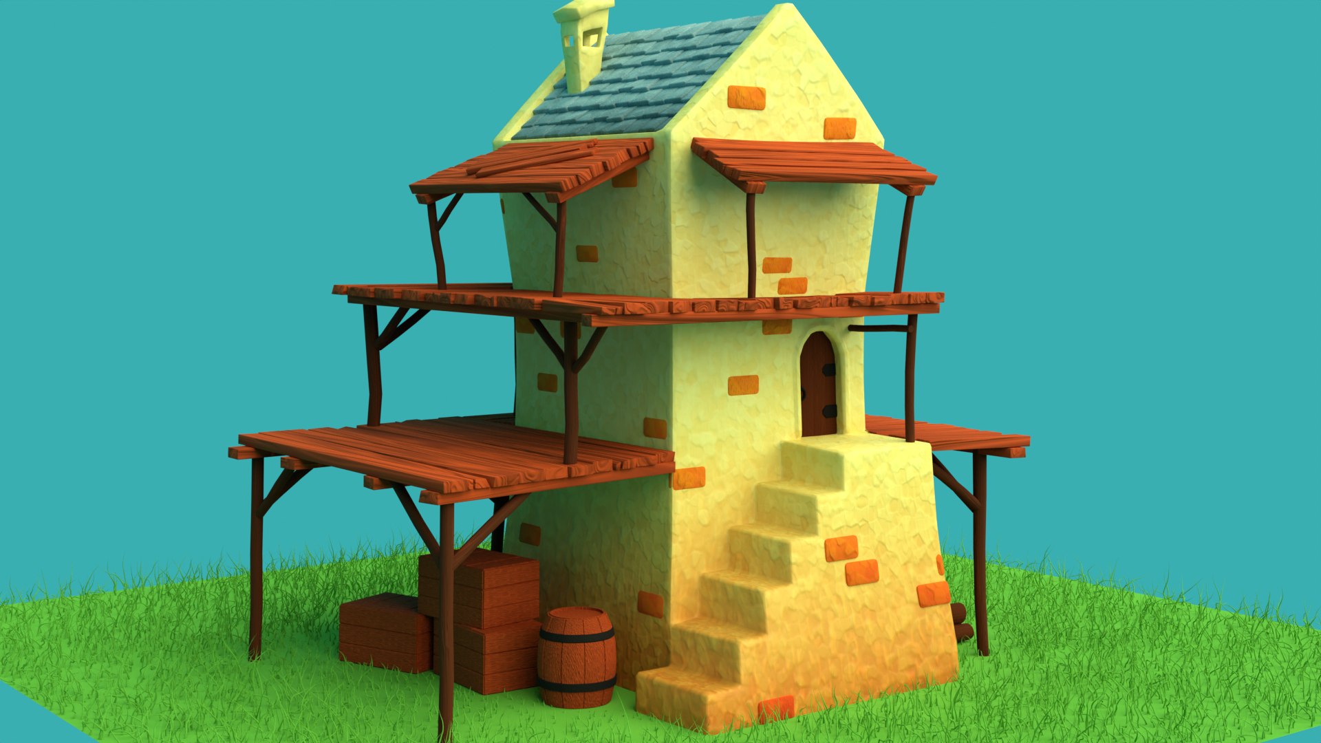Toonish Medivial Watch Tower 3D Model - TurboSquid 1980251