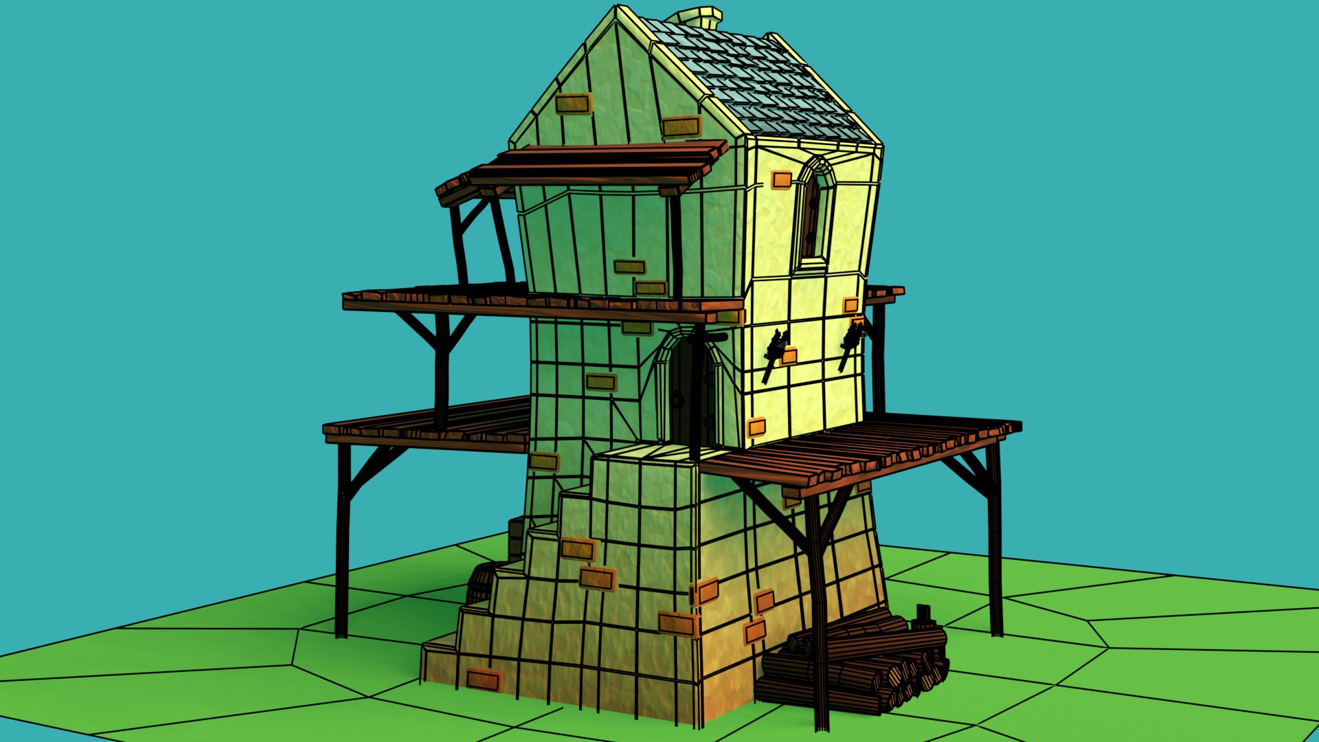 Toonish Medivial Watch Tower 3D Model - TurboSquid 1980251