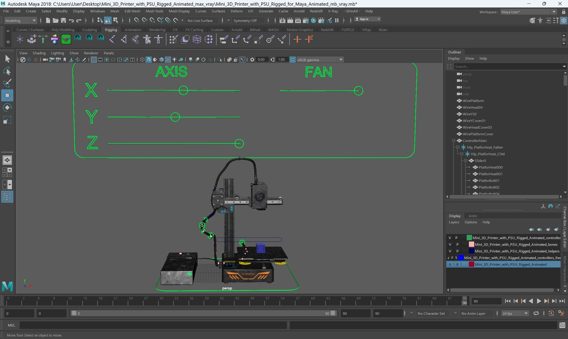 Mini 3D Printer With PSU Rigged Animated For Maya 3D - TurboSquid 2517150