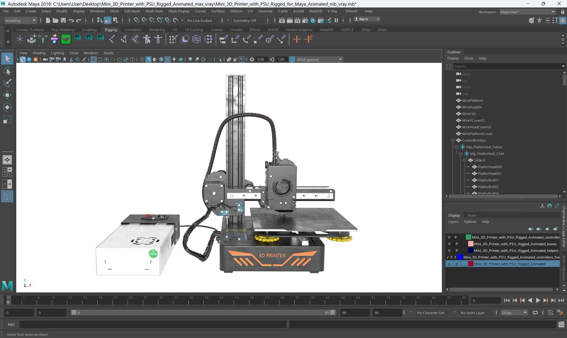 Mini 3D Printer With PSU Rigged Animated For Maya 3D - TurboSquid 2517150