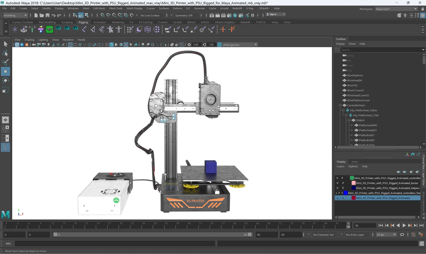 Mini 3D Printer With PSU Rigged Animated For Maya 3D - TurboSquid 2517150