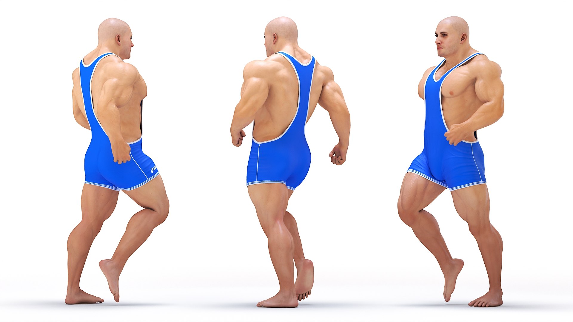 Athletic Male Running Pose In Asics Blue Singlet 3D Model - TurboSquid ...