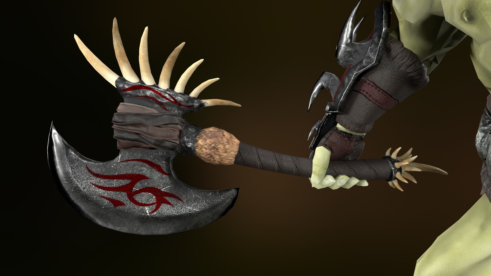 3D Low-poly model of the character Orc Axes - TurboSquid 1962328
