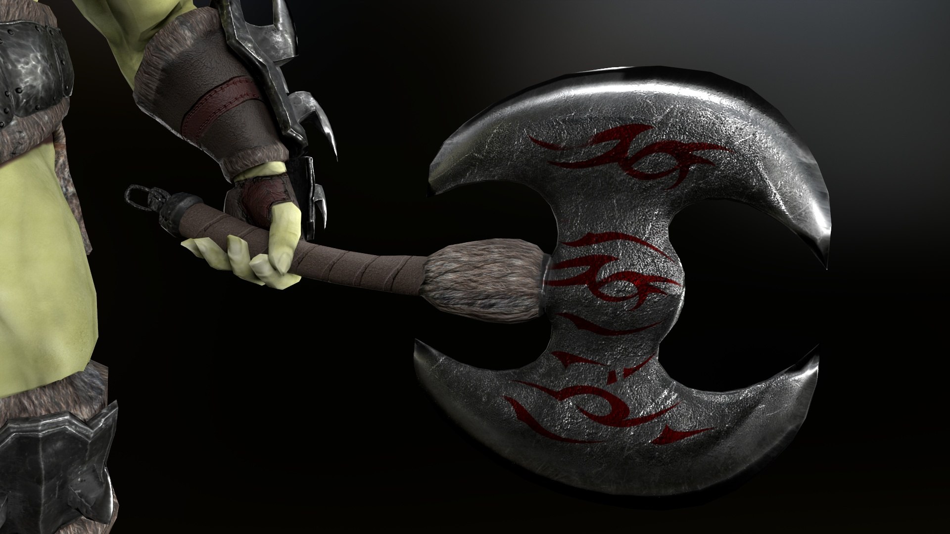 3D Low-poly model of the character Orc Axes - TurboSquid 1962328