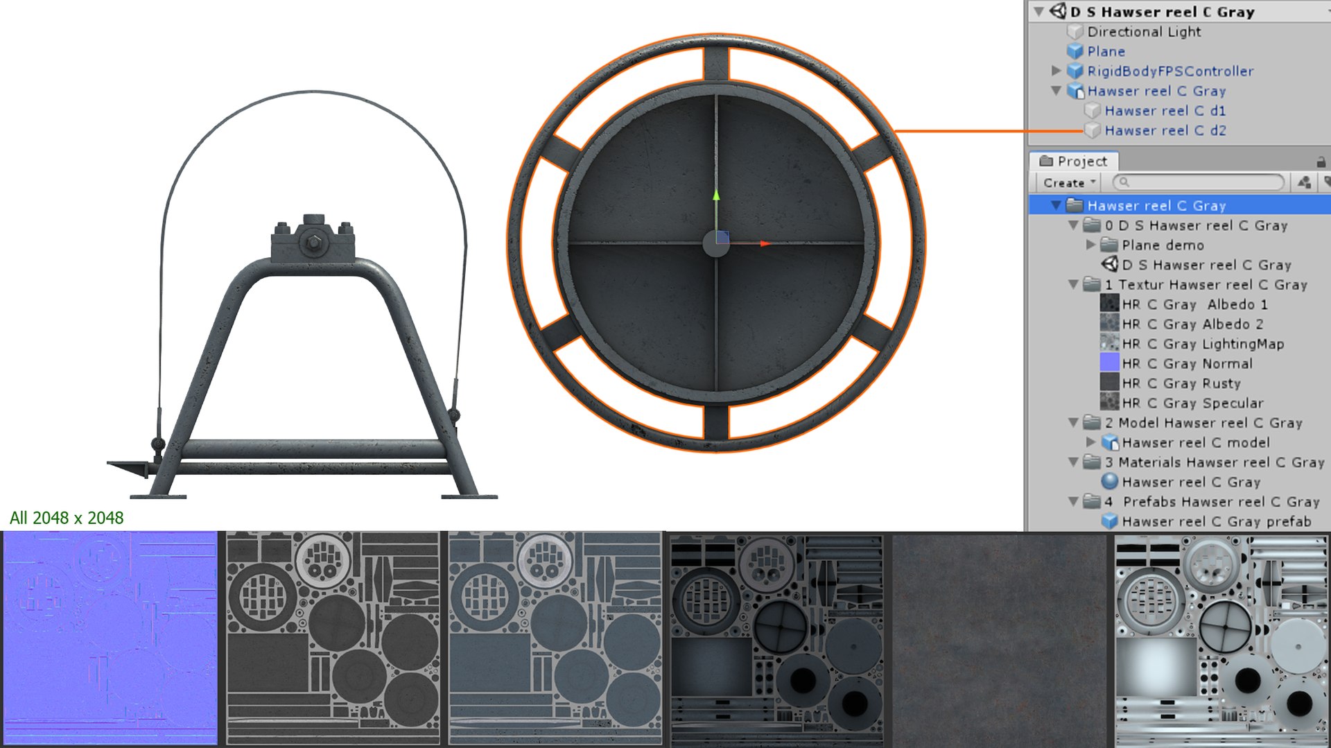 Hawser Reel C Gray 3D Model - TurboSquid 1854180