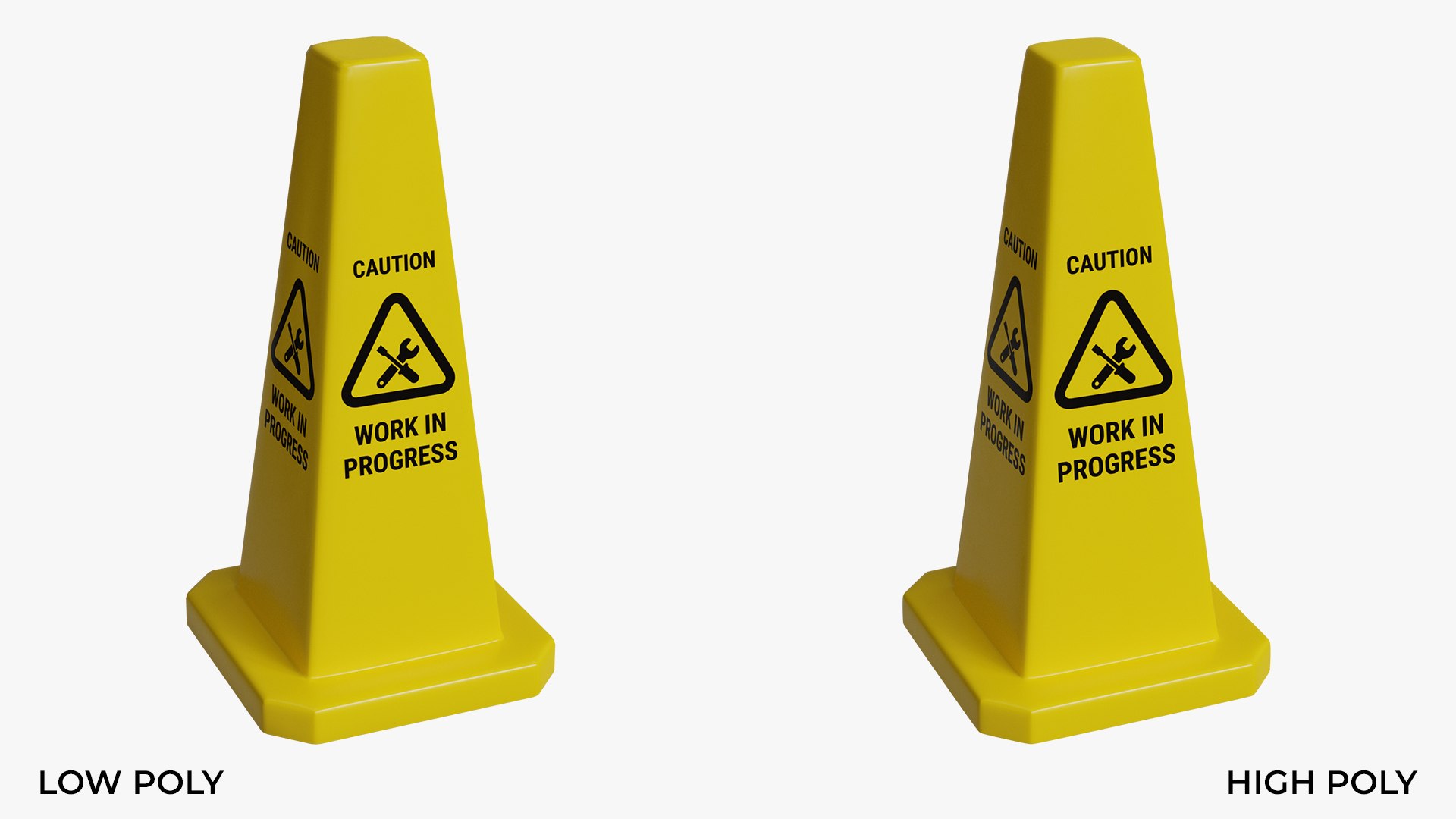 3D Yellow Closed Top 24 Inch Safety Lamba Floor Cone Caution Work In ...