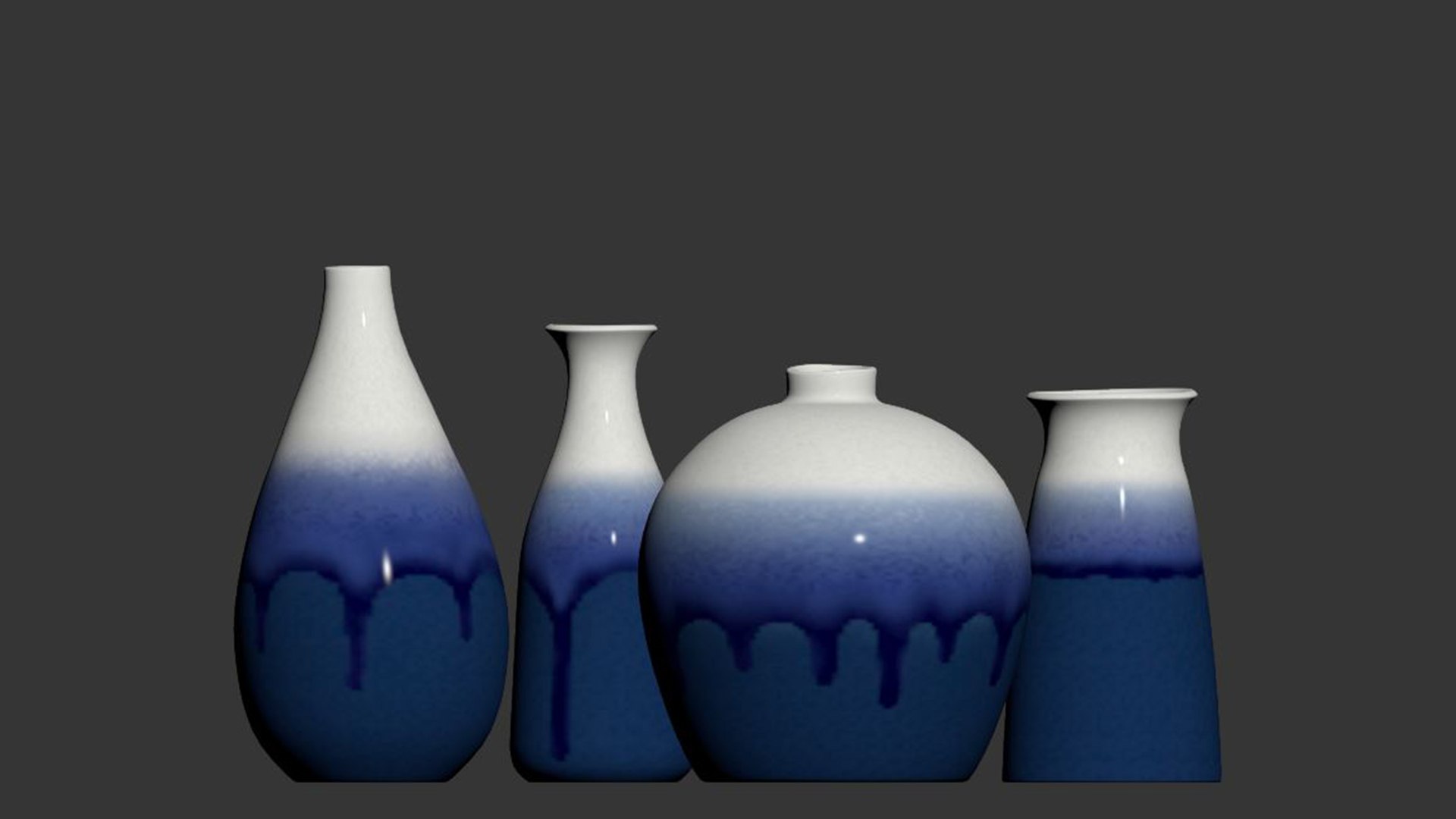 3D Decorative glazed ceramic vase set - TurboSquid 2165584