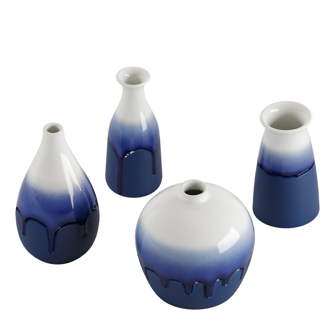 3D Decorative glazed ceramic vase set - TurboSquid 2165584