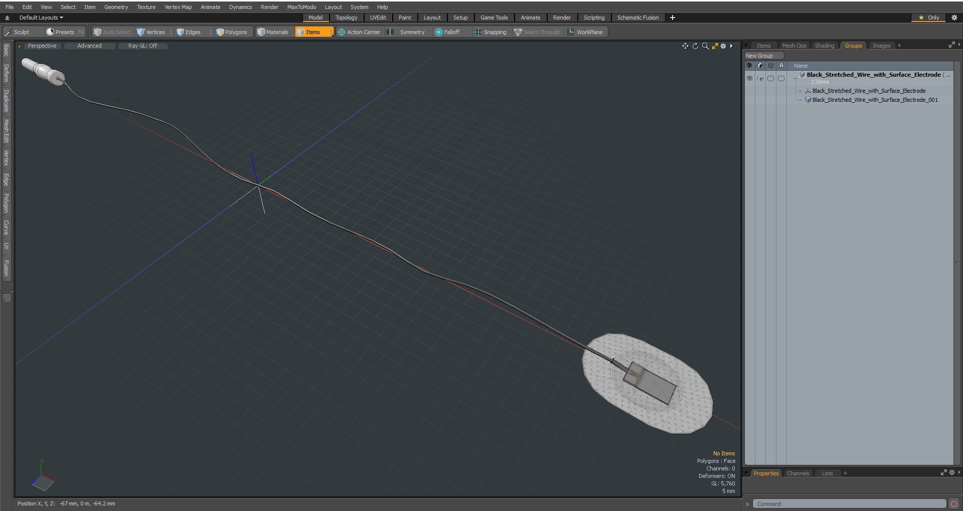 3D Black Stretched Wire with Surface Electrode - TurboSquid 2152129