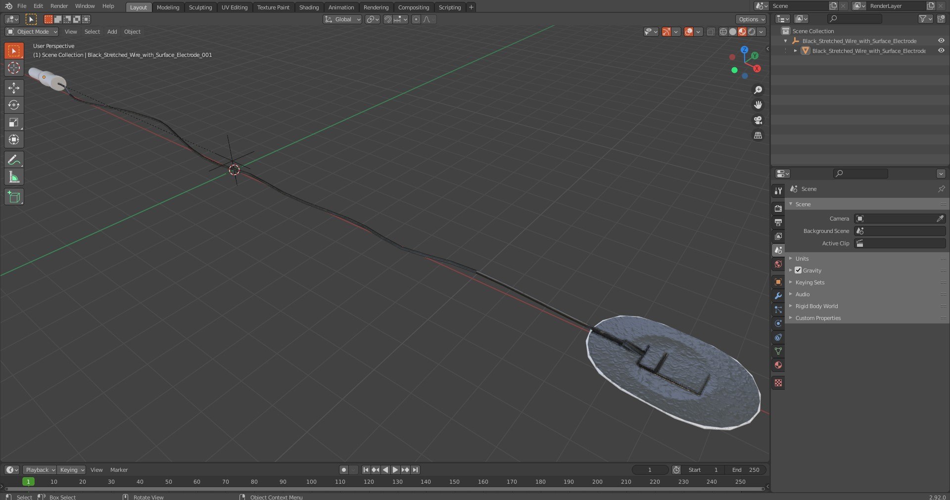 3D Black Stretched Wire with Surface Electrode - TurboSquid 2152129