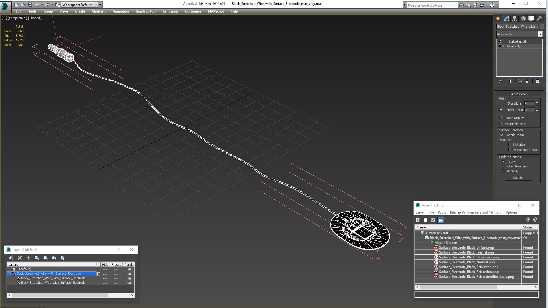 3D Black Stretched Wire with Surface Electrode - TurboSquid 2152129