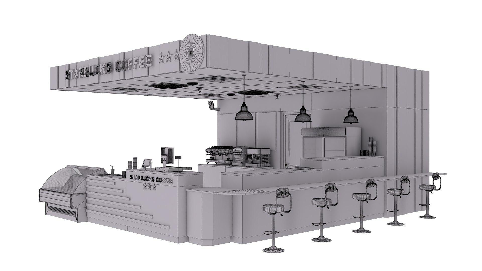 Detailed Starbucks Coffee Shop Bar 3D Model - TurboSquid 2077761