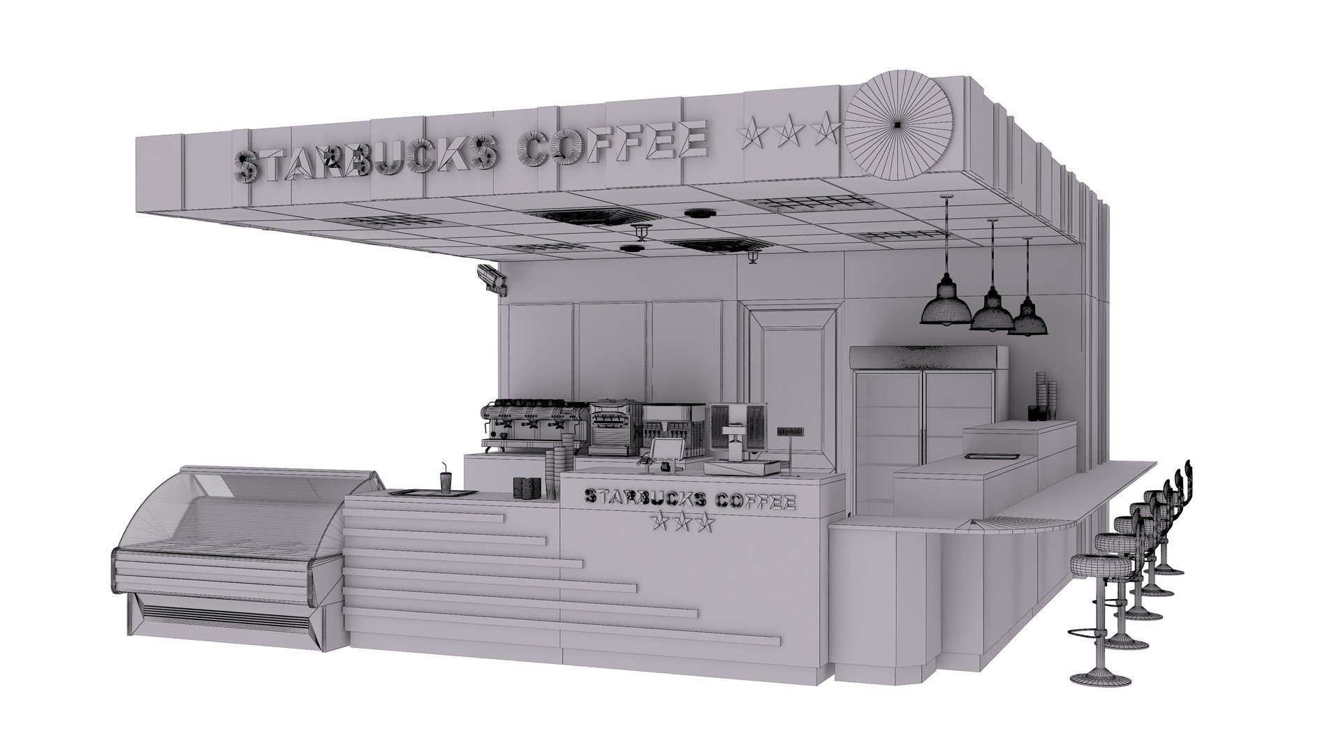Detailed Starbucks Coffee Shop Bar 3D Model - TurboSquid 2077761