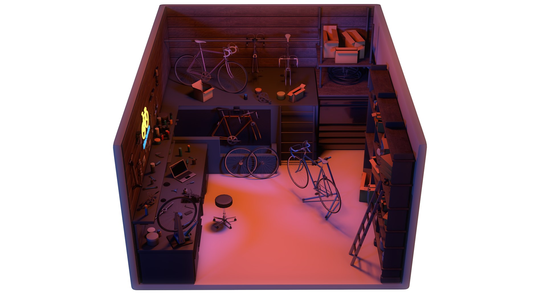 3D Bicycle Service Workshop - TurboSquid 2026675
