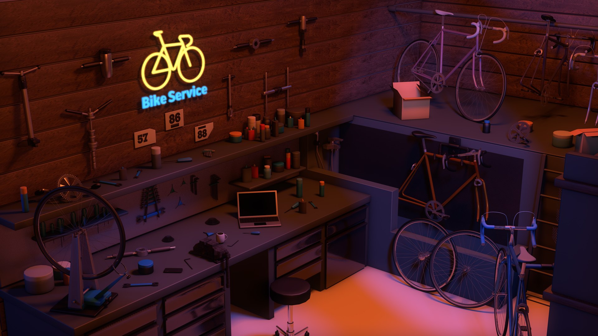 3D Bicycle Service Workshop - TurboSquid 2026675